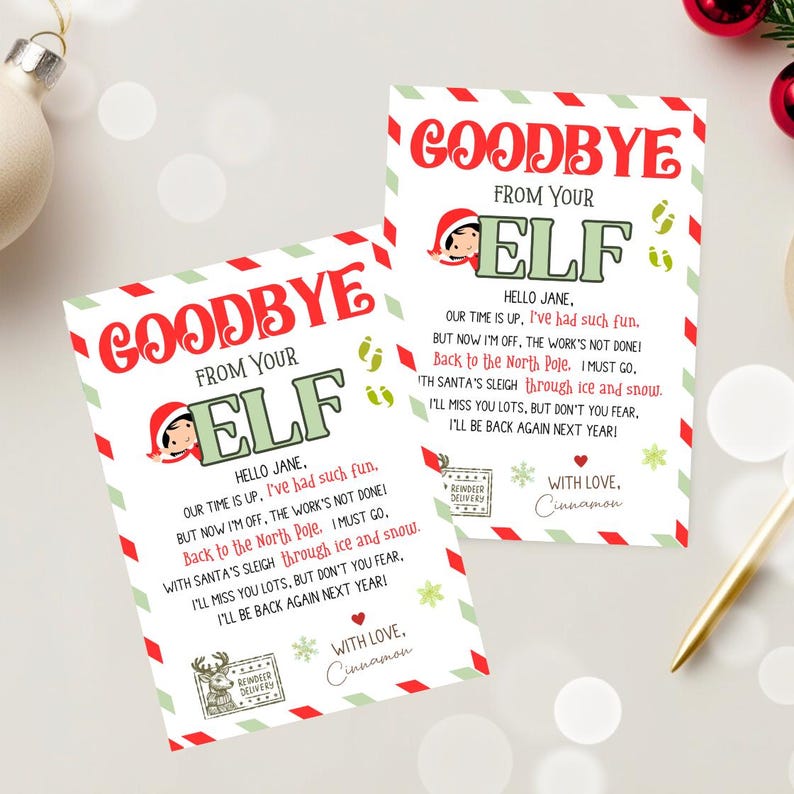 Goodbye From Your Elves: Gender-neutral Green Farewell Letter ...