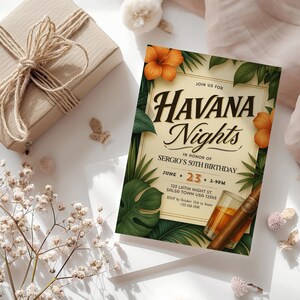 Havana Birthday Invitation – Tropical Cuban Night Party (instant ...