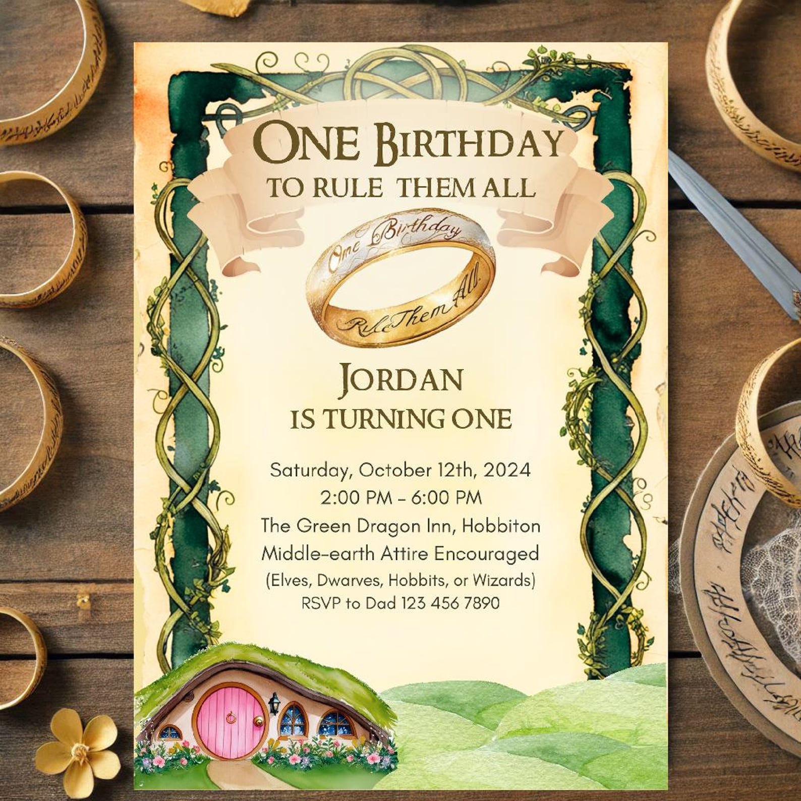 One Birthday to Rule Them All Fellowship of the Shire-inspired 5x7 ...
