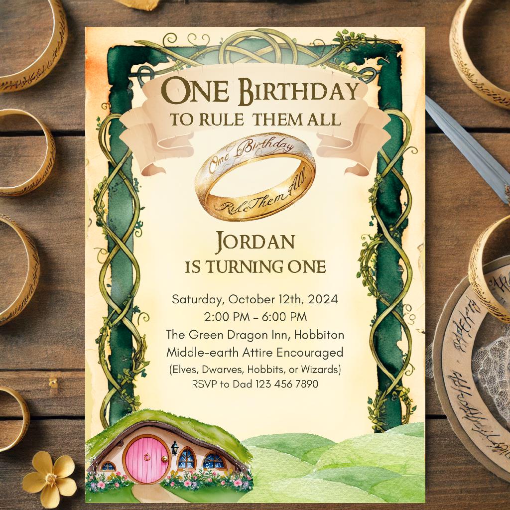 One Birthday to Rule Them All Pink Door Shire Fellowship Hobbit ...