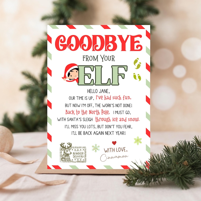 Goodbye From Your Elves: Gender-neutral Green Farewell Letter ...