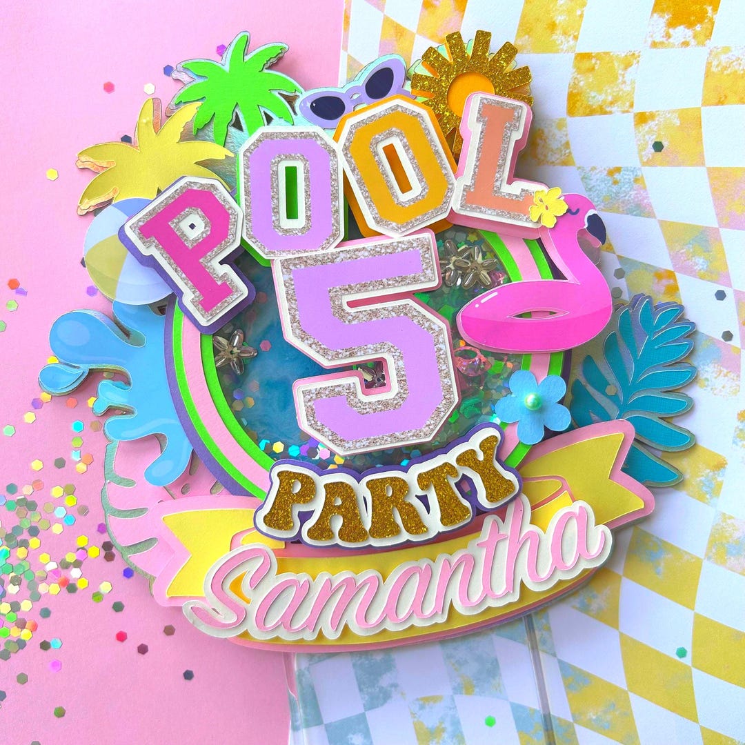 Preppy Groovy Pastel Pool Party Pastel Summer Cake Topper Birthday - Etsy