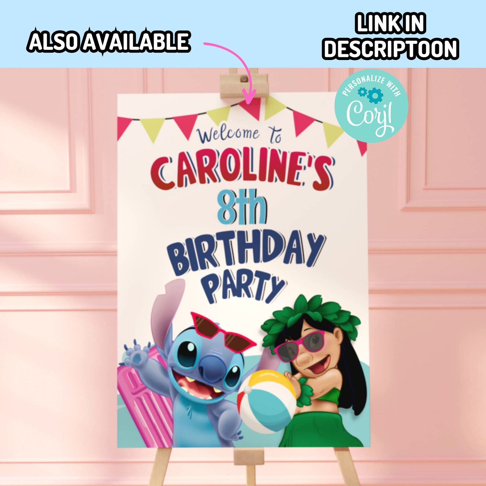 Corjl Lilo and Stitch Pool Party Digital Birthday Invitation INSTANT ...