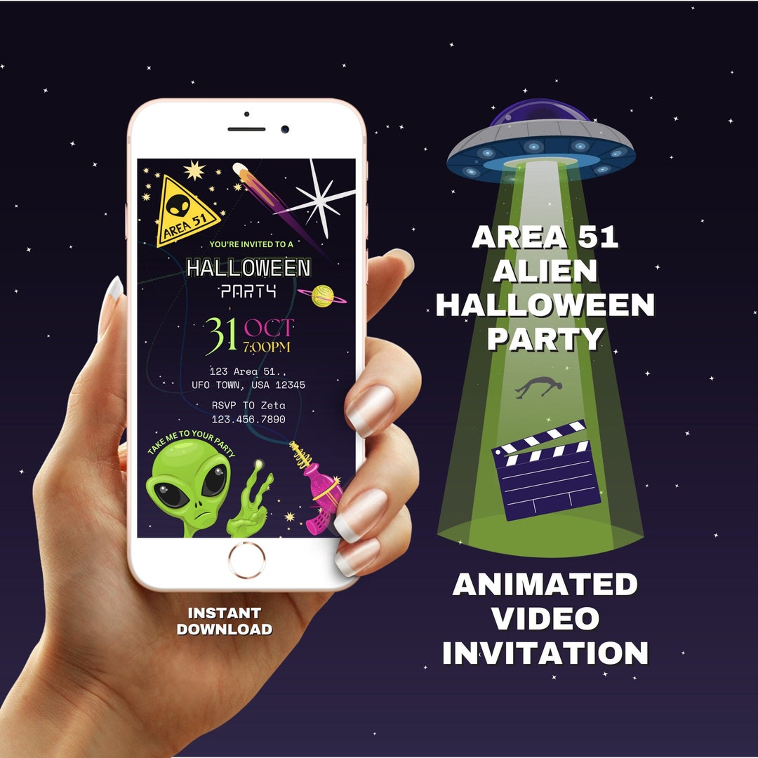 Animated Area 51 Alien Halloween Party Invitation (digital Download) - Etsy