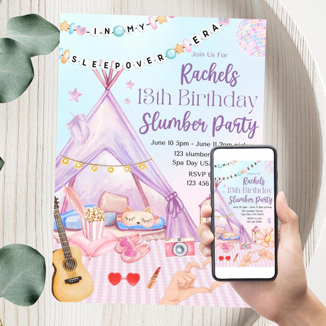 Swifty Sleepover Invitation – Instant Edit 5x7 Printable Taylor Swift ...