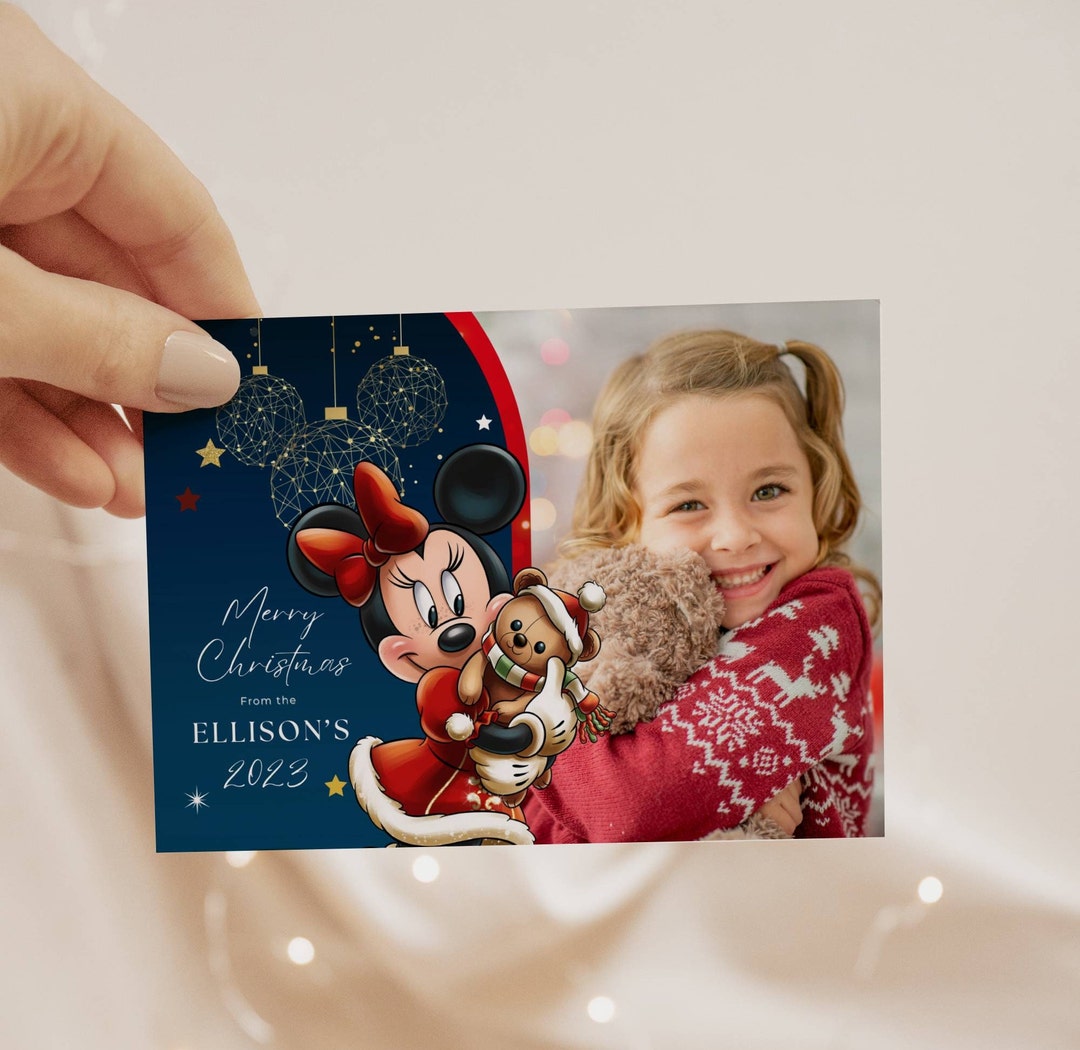 Minnie Mouse Christmas Photo Card, Editable Winter Holiday (digital) - Etsy