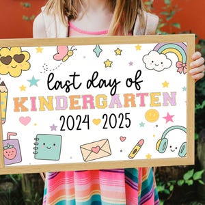 Last Day of Kindergarten Sign, Pastel Kawaii Style (digital Download ...