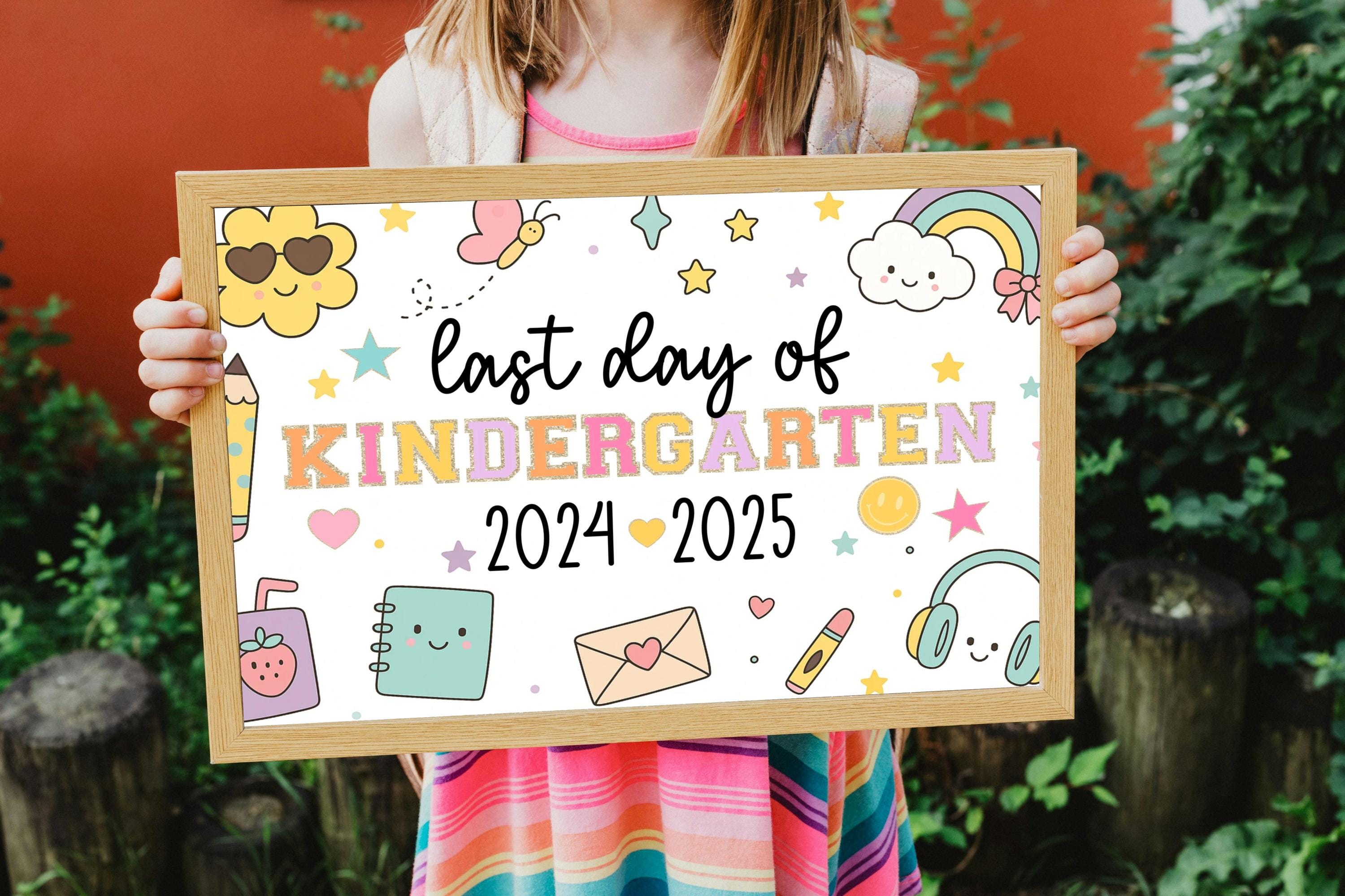 Last Day of Kindergarten Sign, Pastel Kawaii Style (digital Download ...