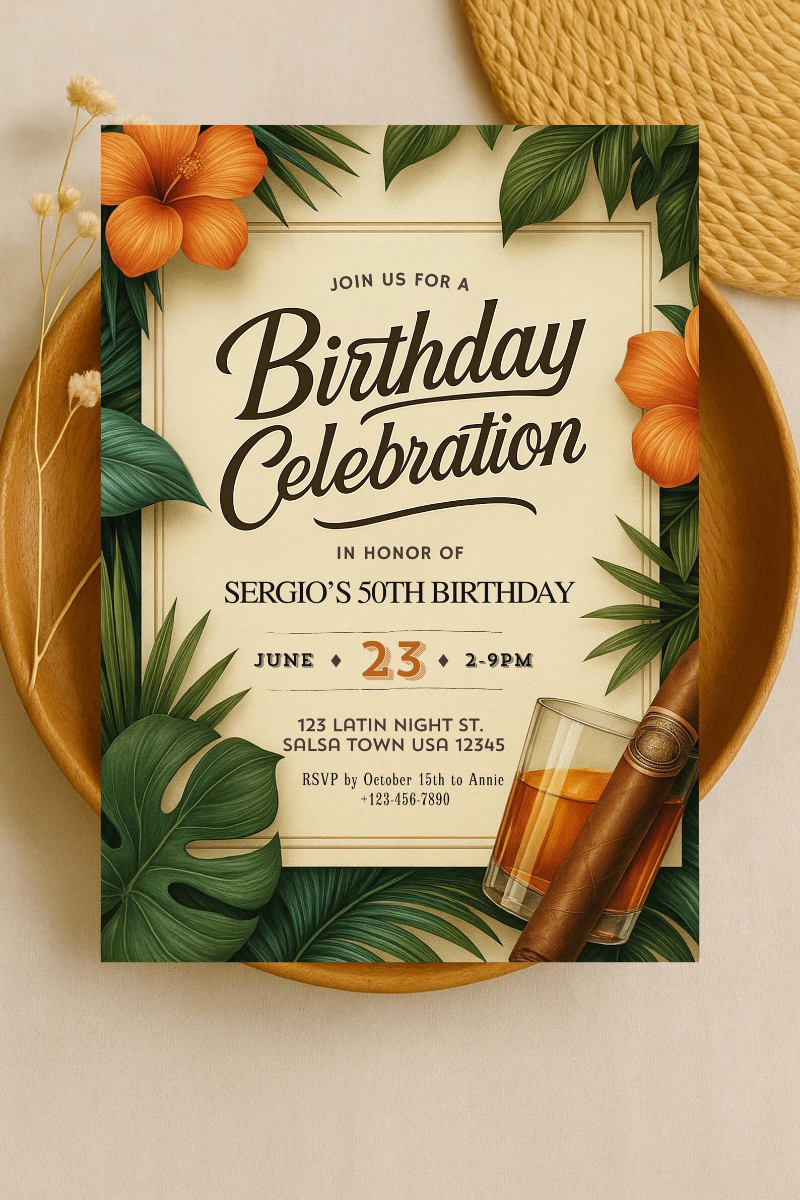 Havana Nights Birthday Invitation – Tropical Cuban Theme (instant ...