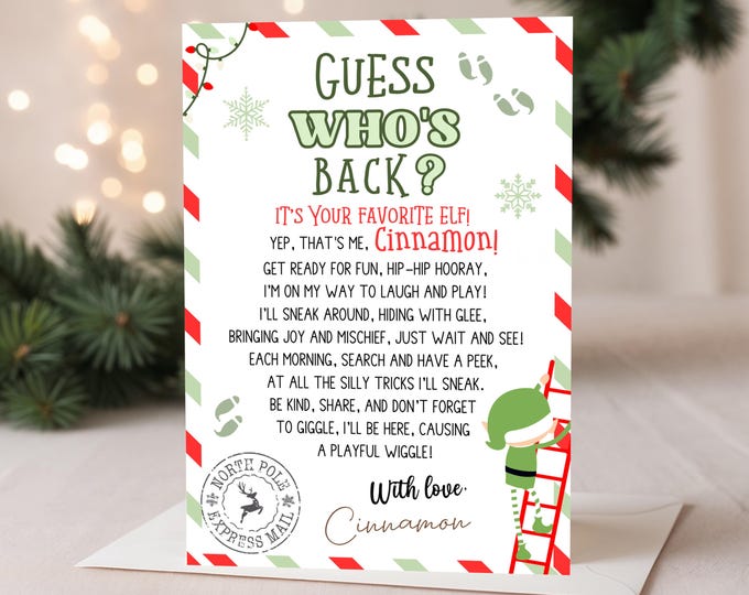 Guess Who's Back Elf Letter - Green Gender-neutral Welcome Back ...