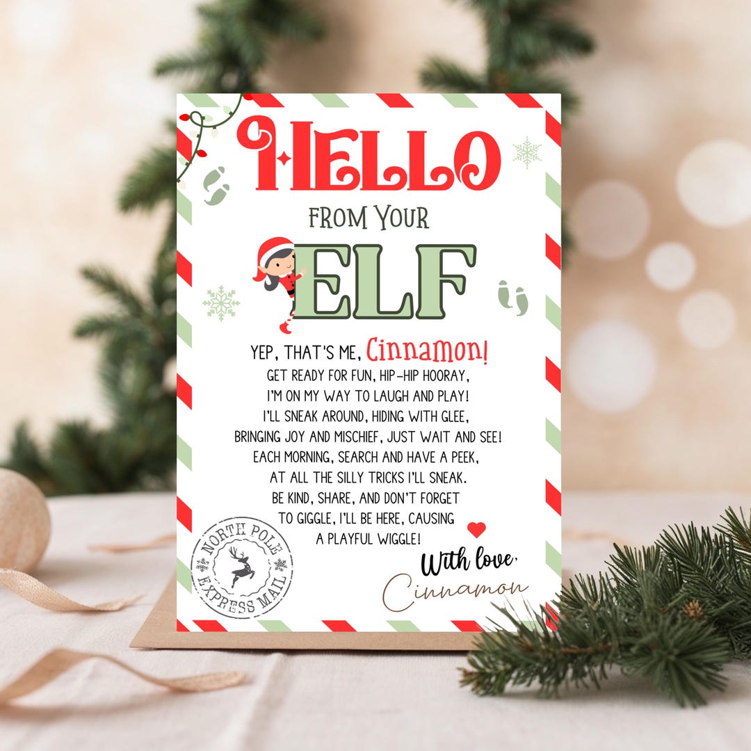 Hello I'm Back Elf Letter - Green Gender-neutral Welcome Back Printable ...
