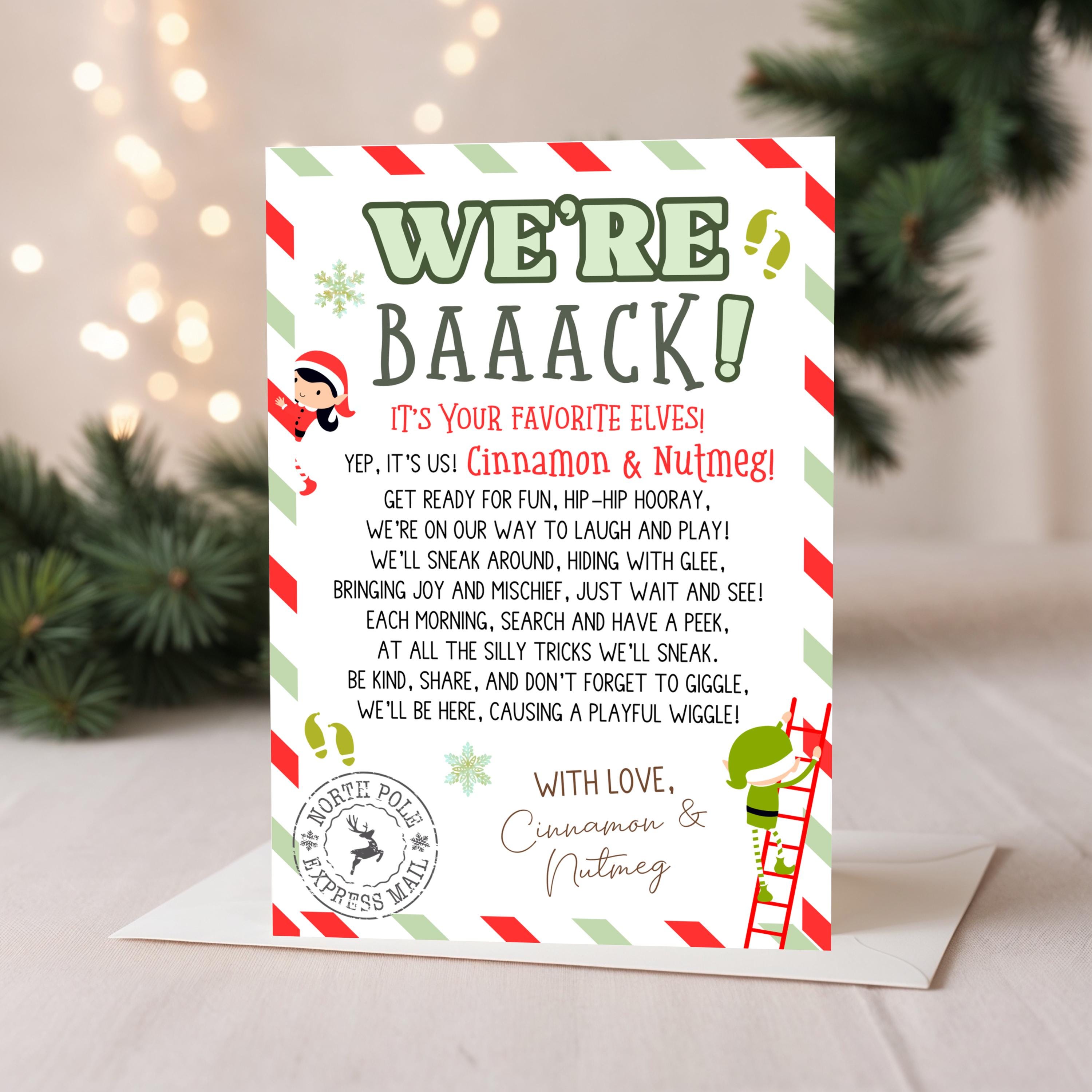 We're Back Elf Letter - Green Gender-neutral Welcome Back Printable - Etsy