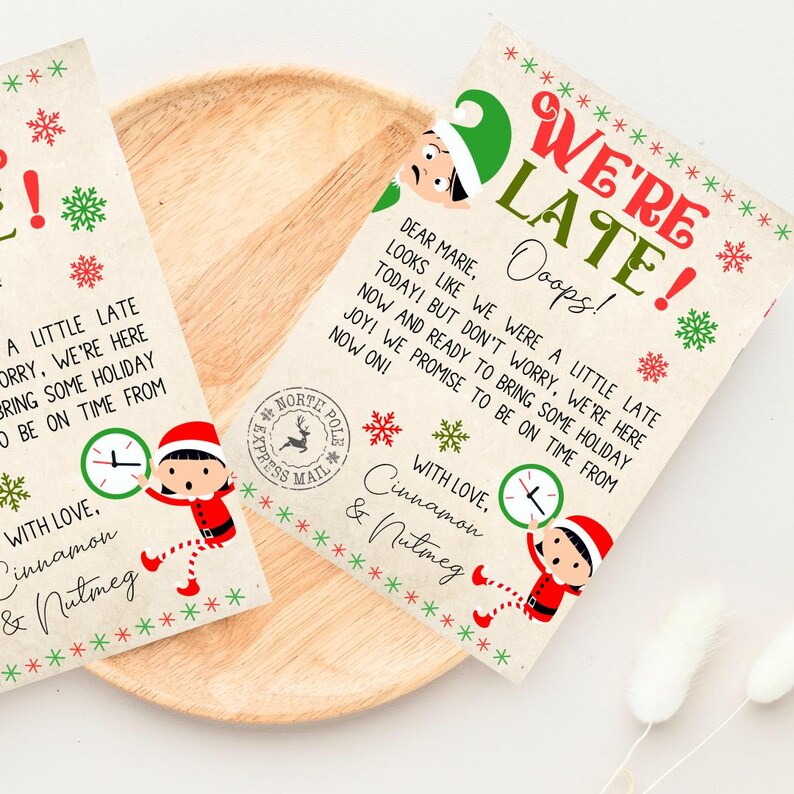 We're Late! Elf Santa's Helpers Apology Note Printable Fun & Festive ...