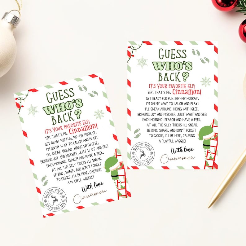 Guess Who's Back Elf Letter - Green Gender-neutral Welcome Back ...