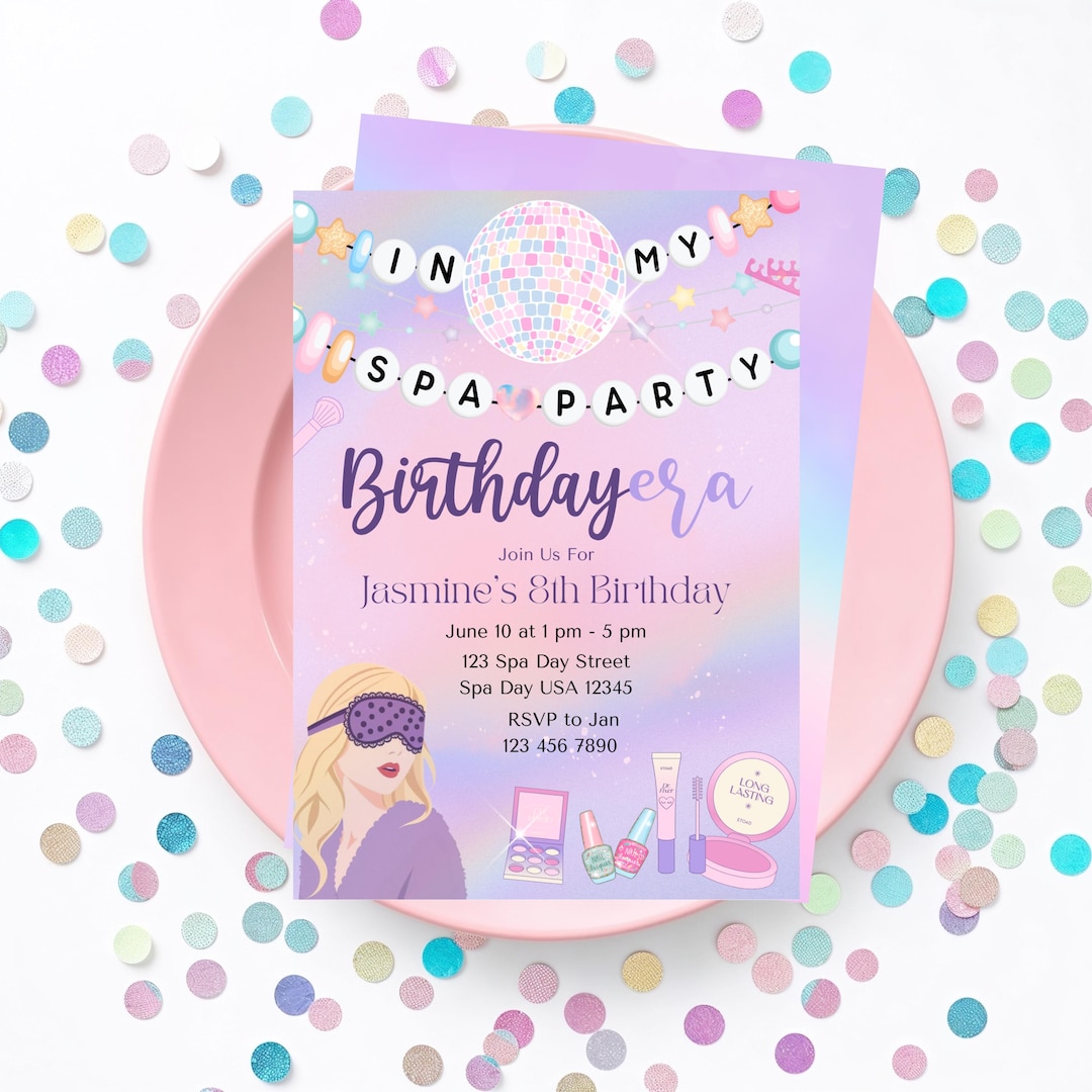 Swifty Spa Party Invitation – Instant Edit 5x7 Printable Taylor Swift ...