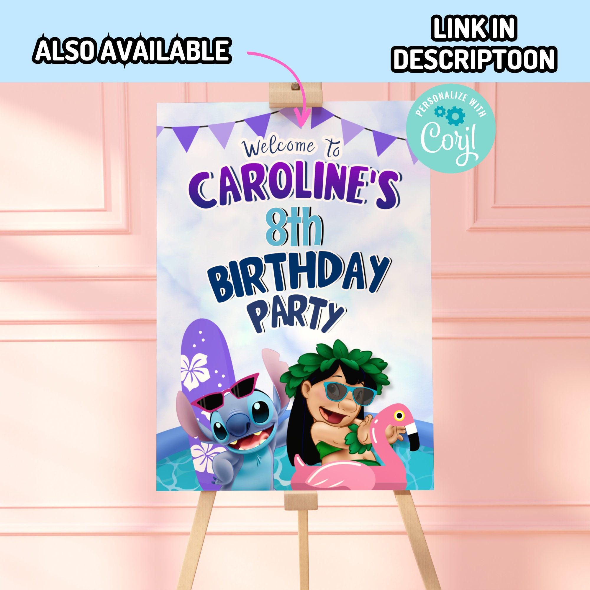 Corjl Lilo and Stitch Pool Party Digital Birthday Invitation INSTANT ...