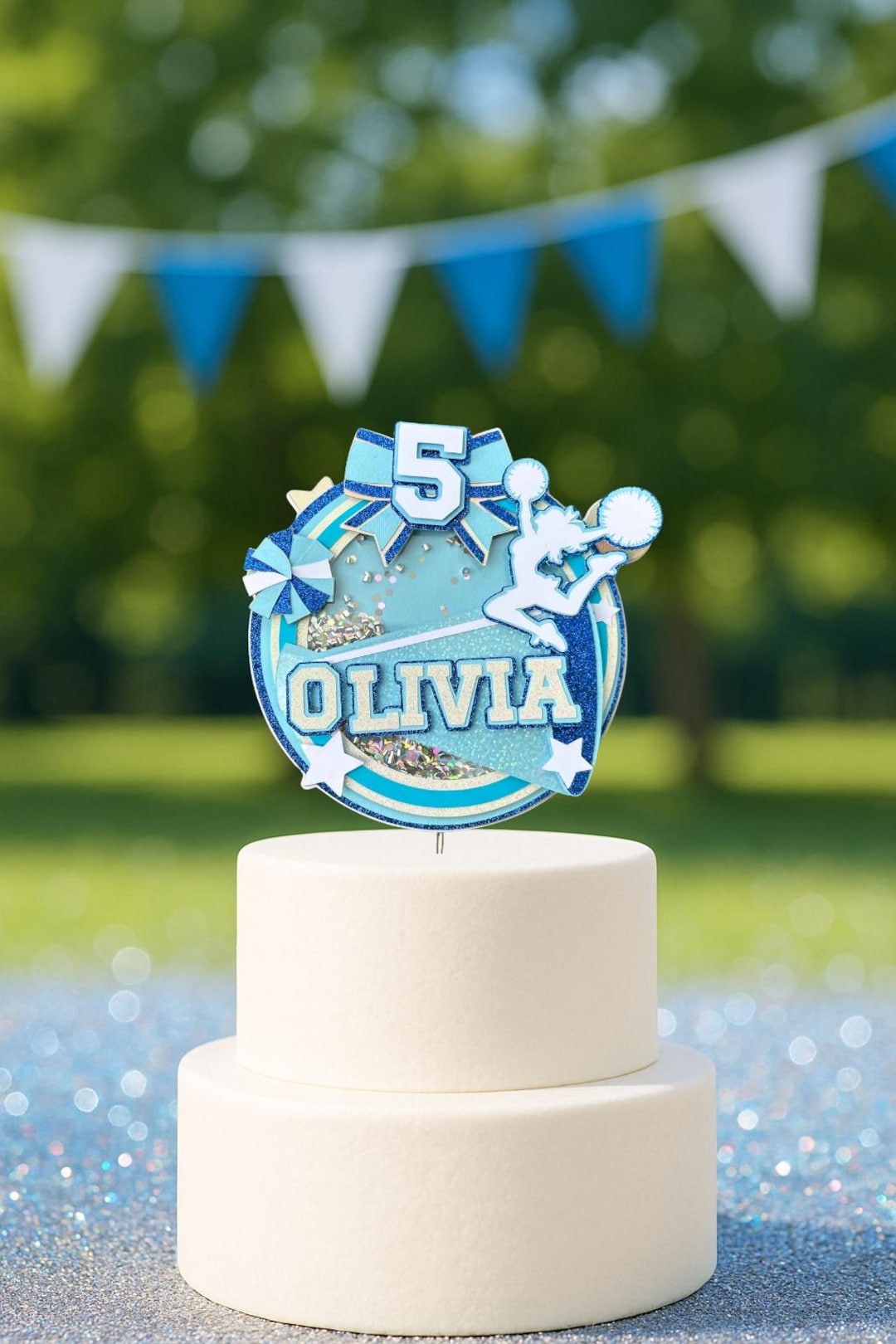 Personalized Glitter Cheer Cake Topper – Cheerleader Birthday Party ...