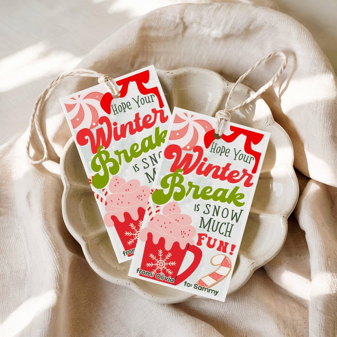 Snowman Winter Break Gift Tag, Editable Printable (digital Download) - Etsy