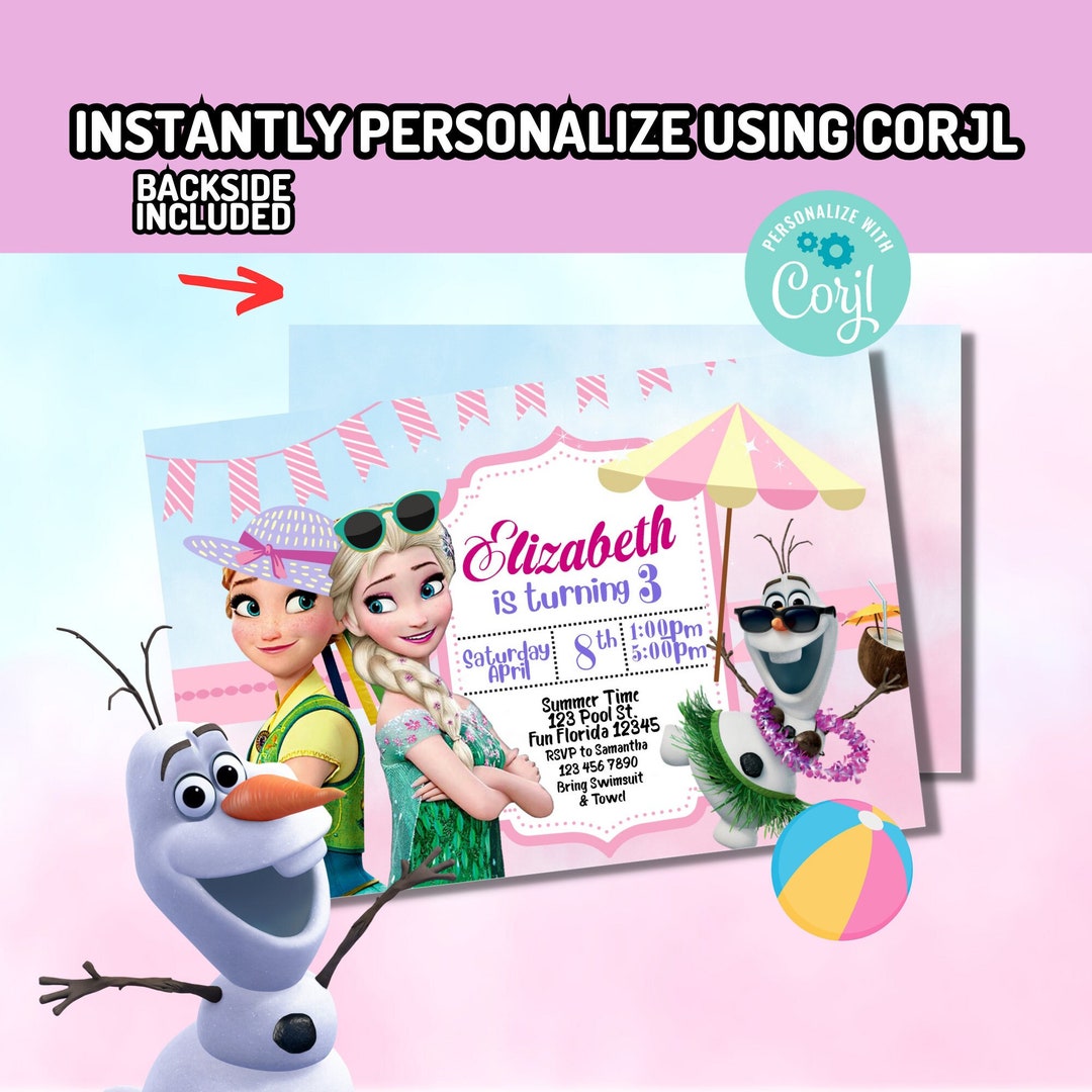 Corjl Summer Pool Party Birthday Digital Invitation INSTANT EDITABLE ...