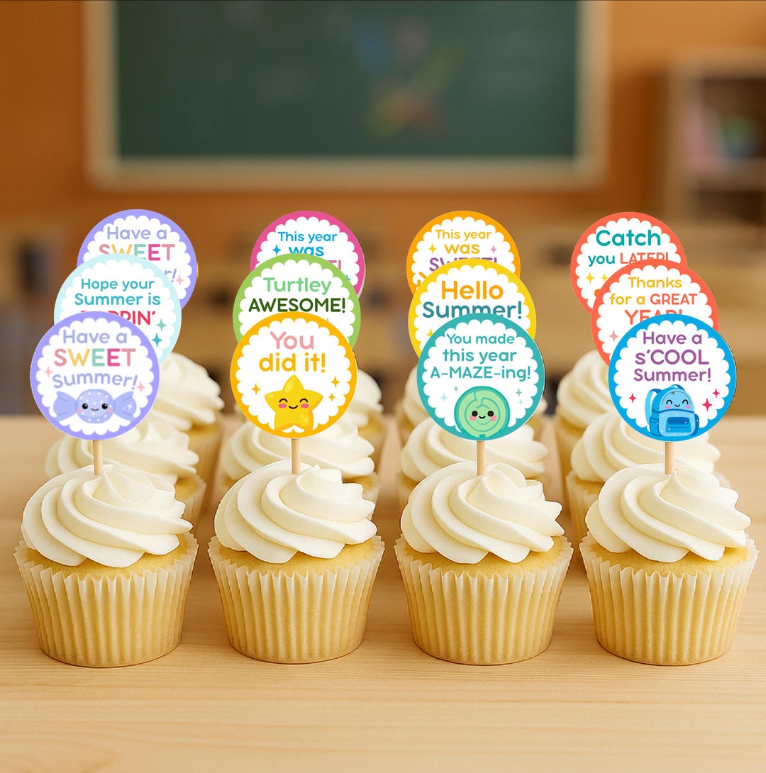 End of Year Cupcake Toppers • Kawaii School Printables (PDF) - Etsy