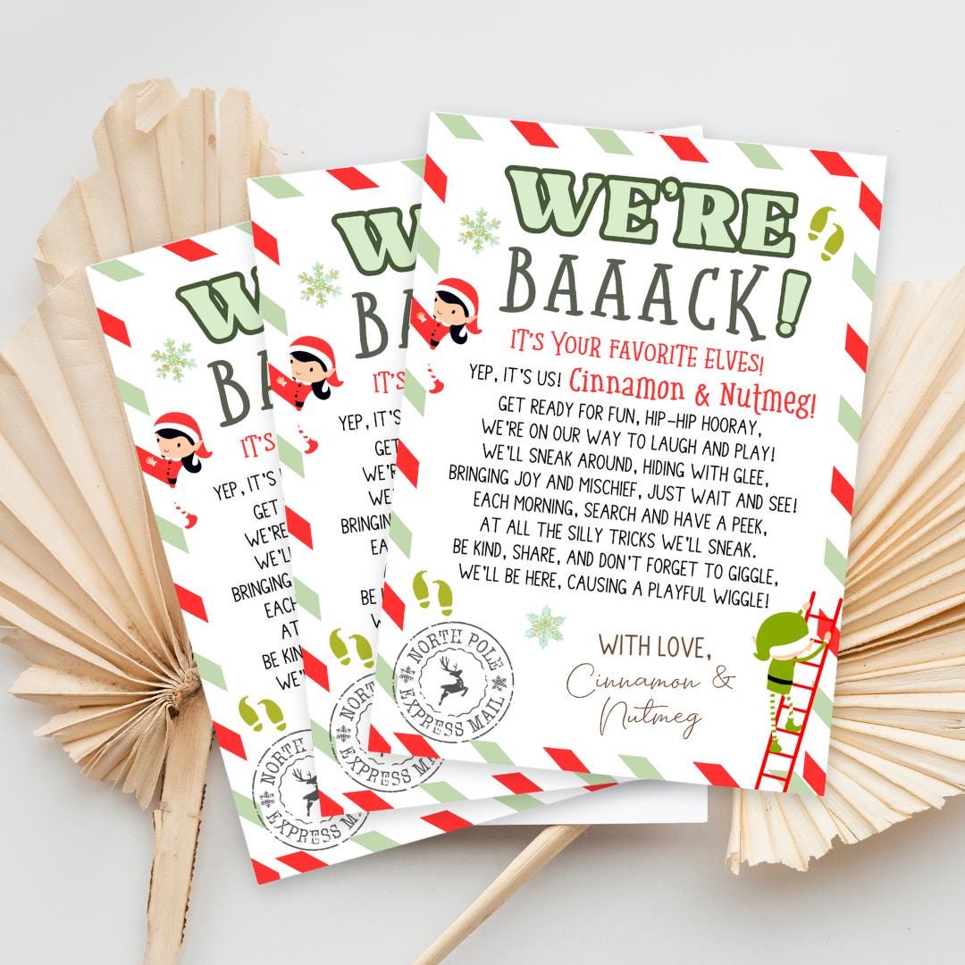 We're Back Elf Letter - Green Gender-neutral Welcome Back Printable - Etsy