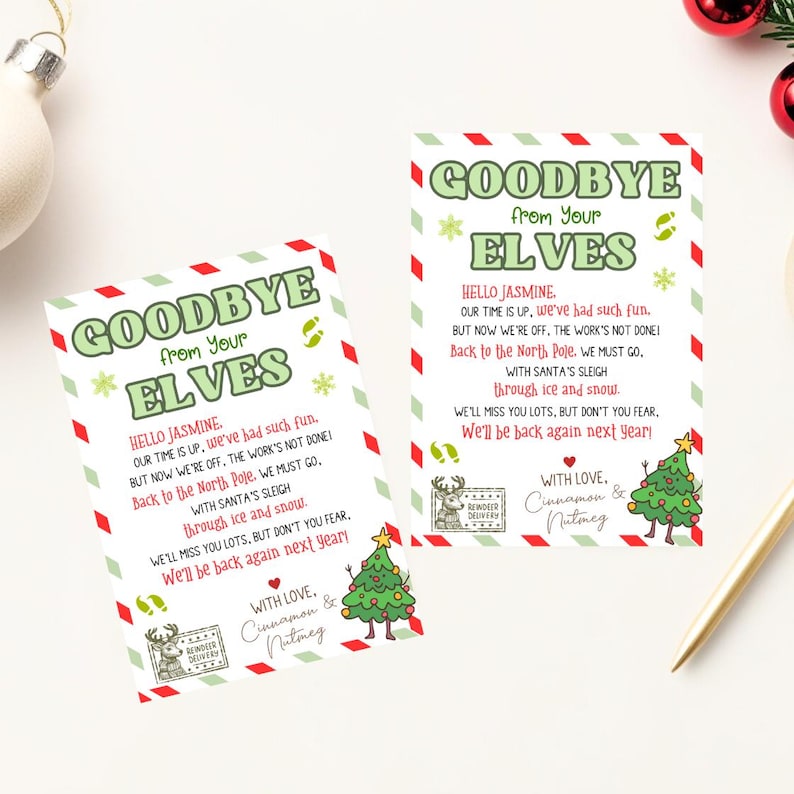 Goodbye From Your Elves: Gender-neutral Green Farewell Letter ...