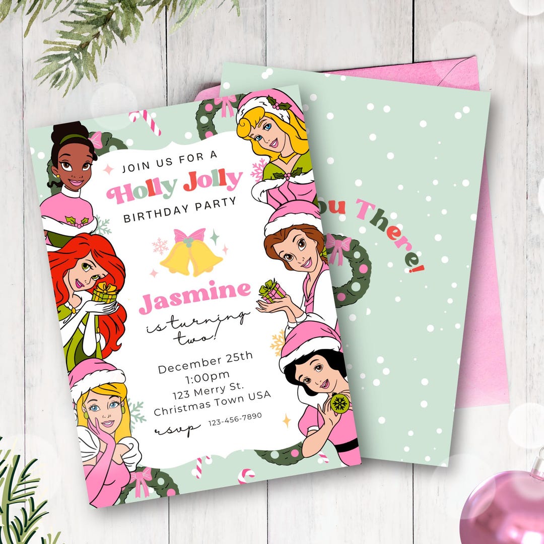 Princess Christmas Birthday Invitation, Winter Holiday (digital ...