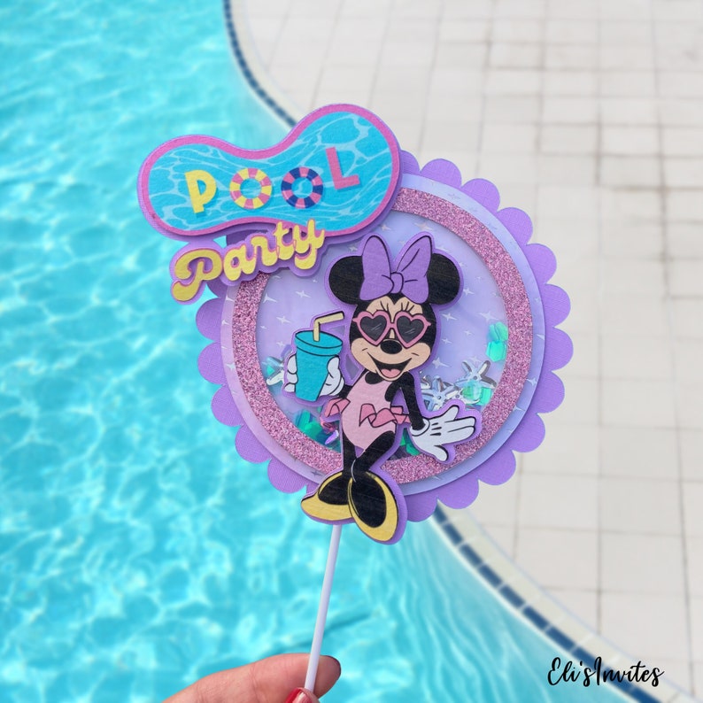 3D Minnie Mouse Pool Party Shaker Birthday Cake Topper - Etsy