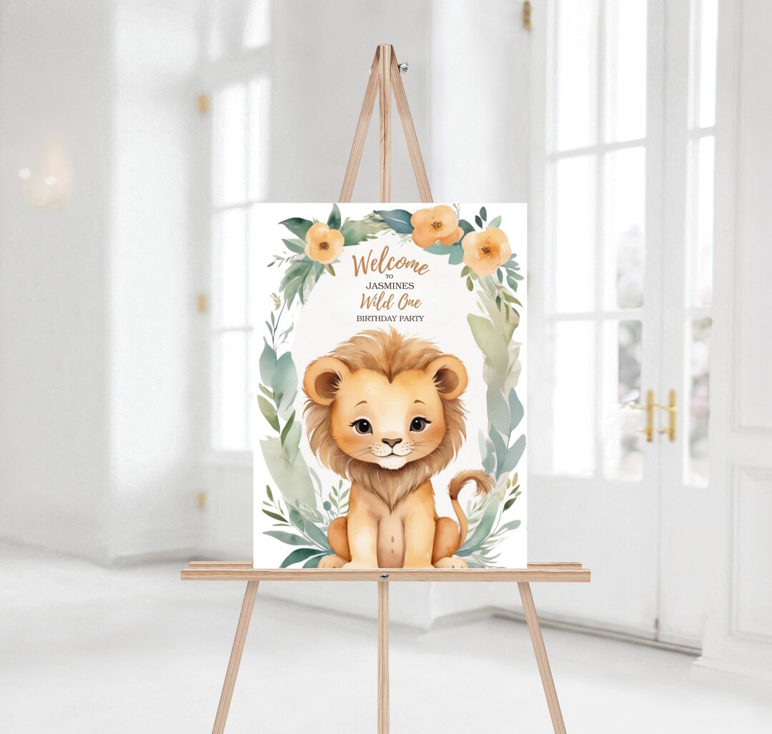 Lion First Birthday Welcome Sign, Wild One Theme (digital File) - Etsy