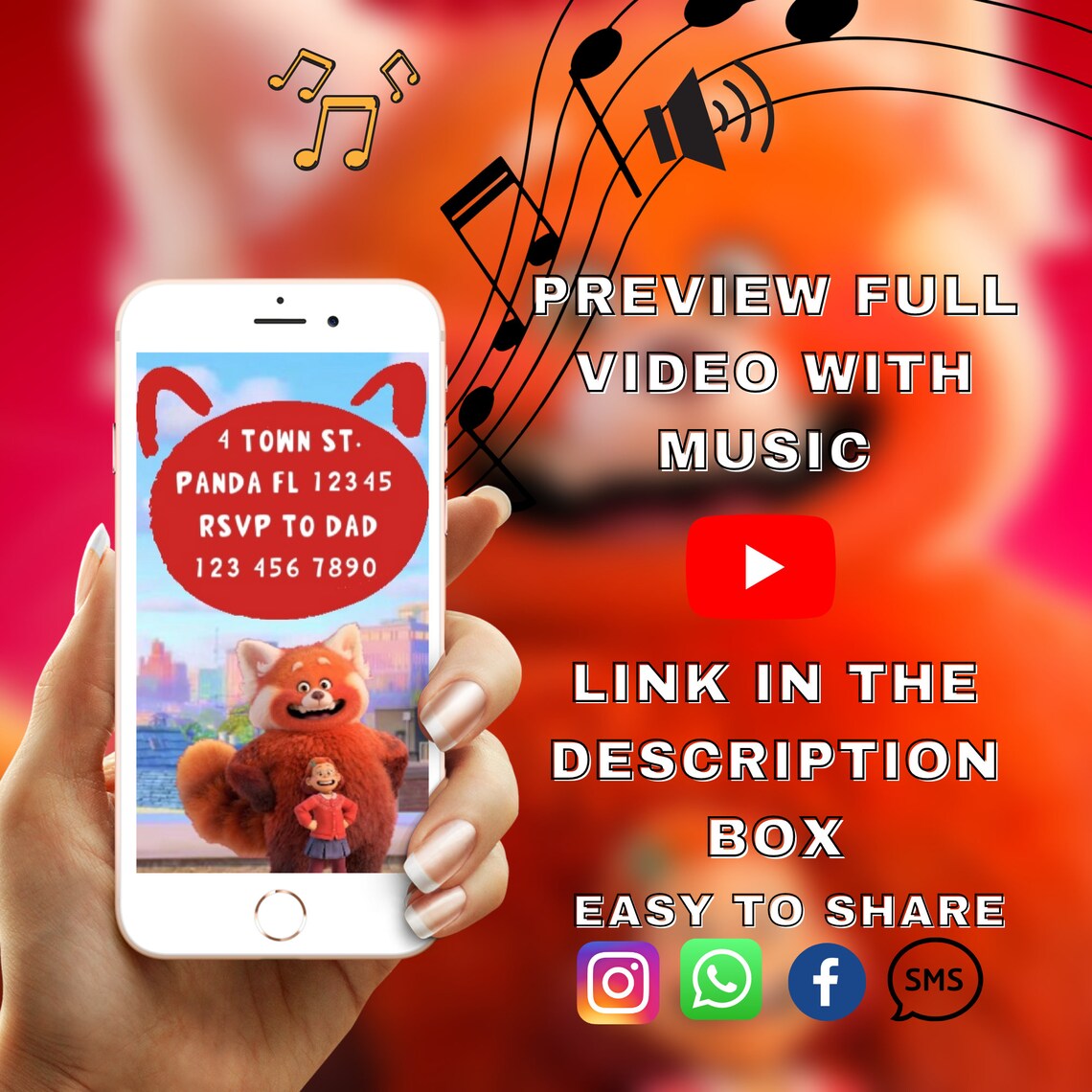 Turning Red Animated Video Invitation - Etsy