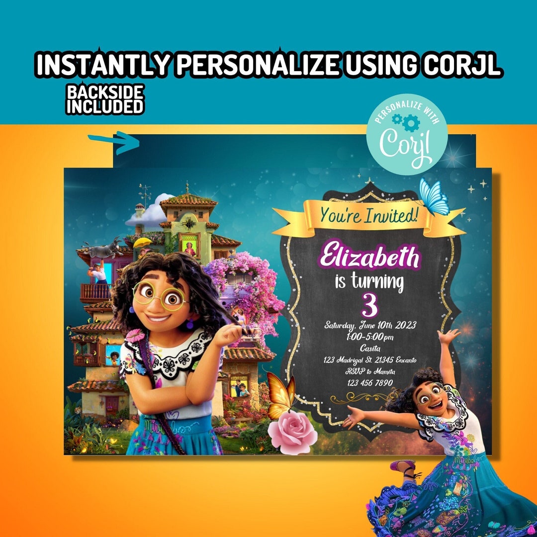 Corjl Encanto Birthday Digital Invitation INSTANT EDITABLE TEMPLATE - Etsy