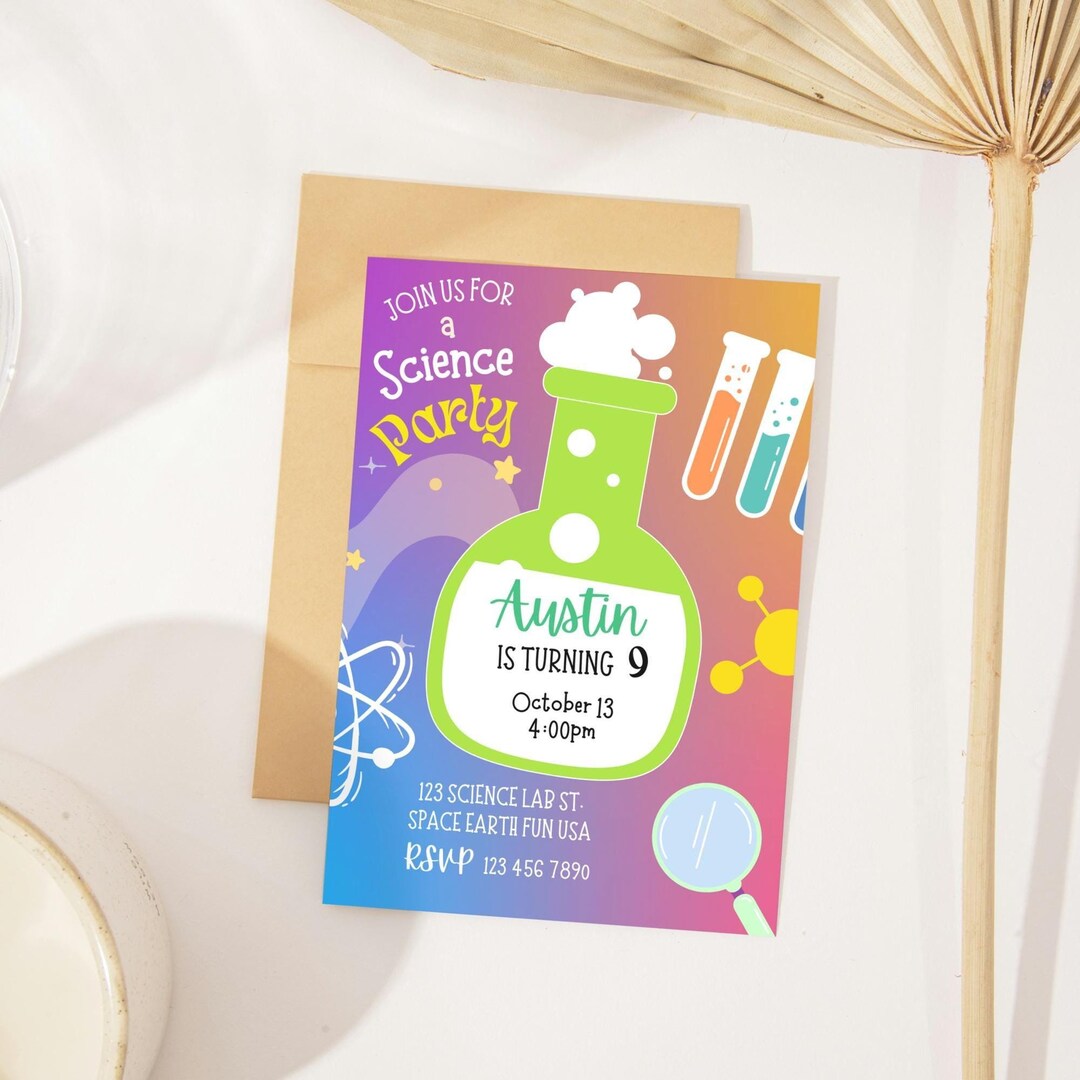 Instant Download Science Party Invite | 5x7 Editable Printable ...