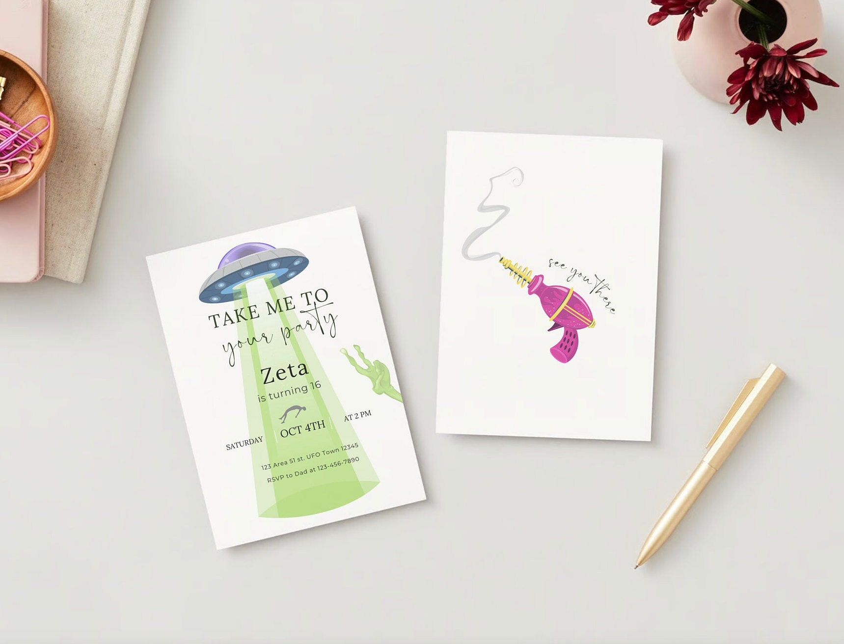 Instant Editable UFO Area 51 Alien Take Me to Your Party Digital ...