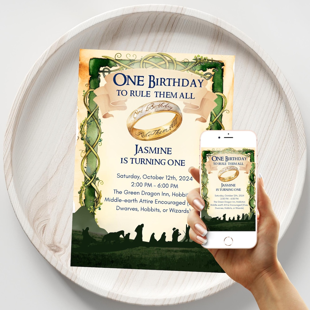 One Birthday to Rule Them All Fellowship of the Shire-inspired 5x7 ...