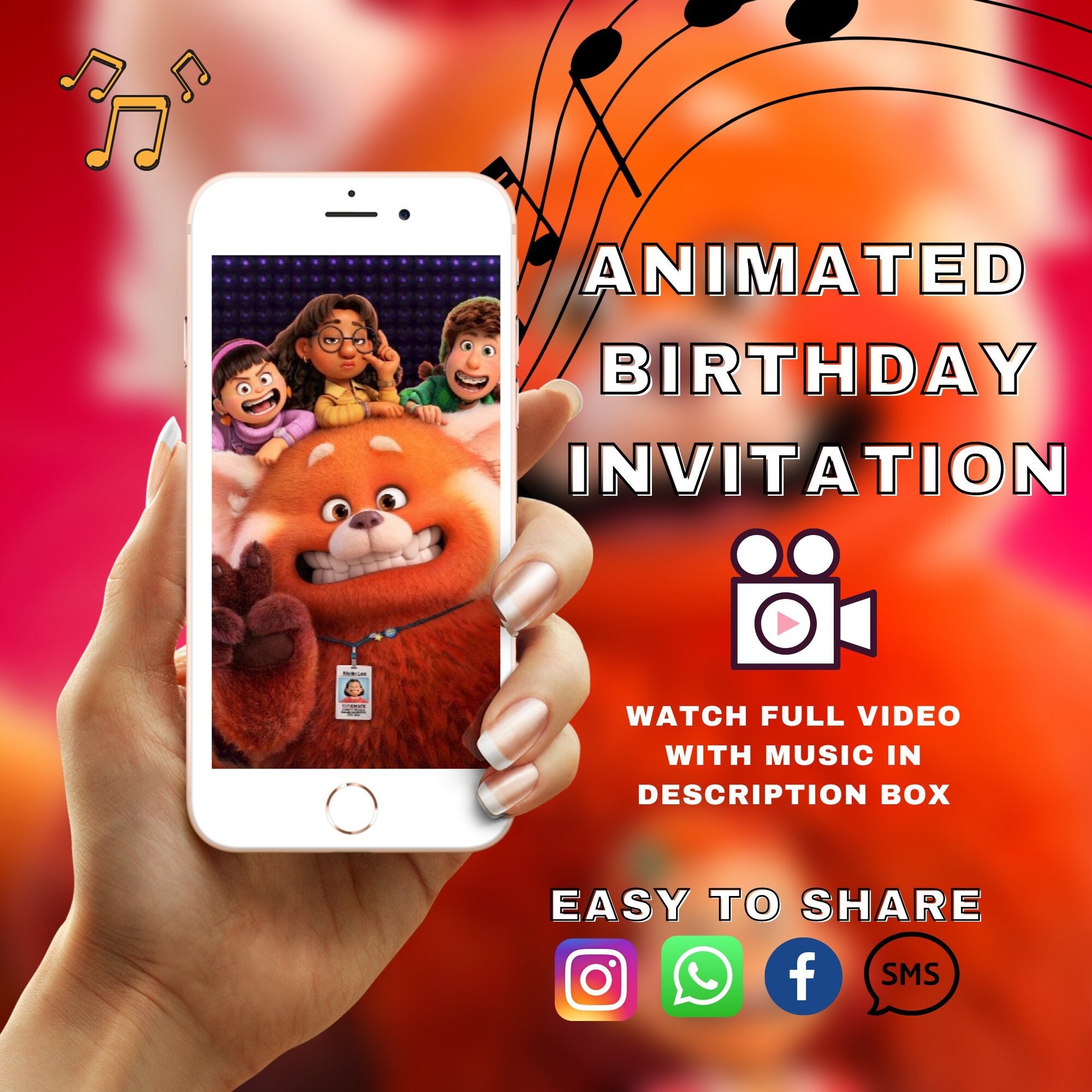 Turning Red Animated Video Invitation - Etsy
