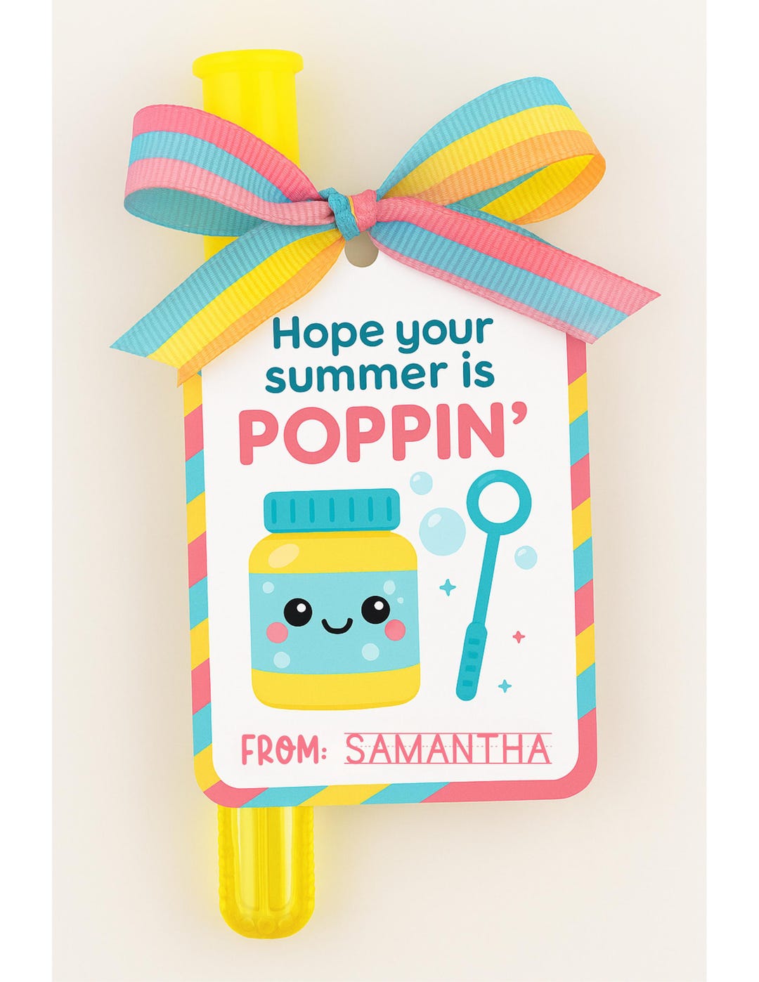 Editable Bubble Tag Template | 8.5x11 PDF | "hope Your Summer is Poppin ...