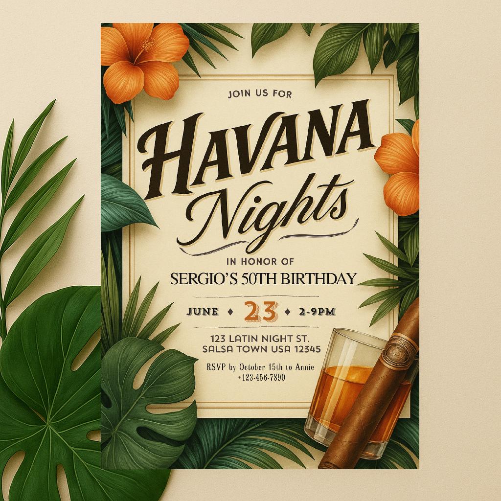 Havana Invitation – Editable Any Age Birthday Party Invite – Instant ...