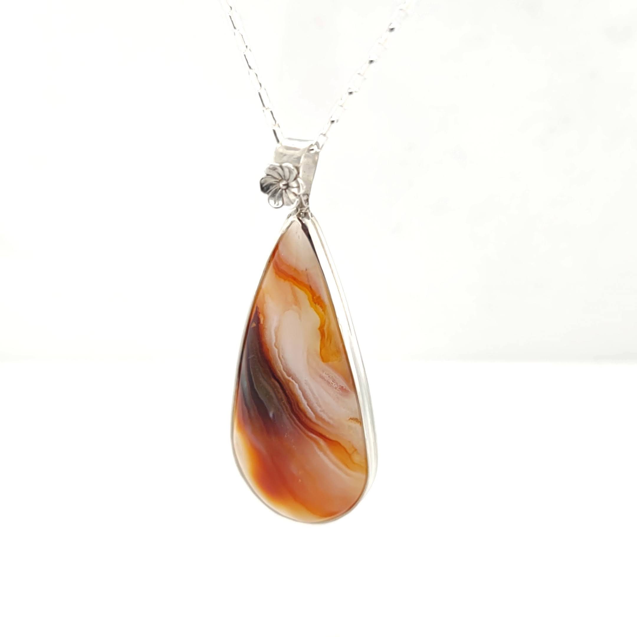 Angel Wing Agate 925 Sterling Silver Setting and Chain | Etsy