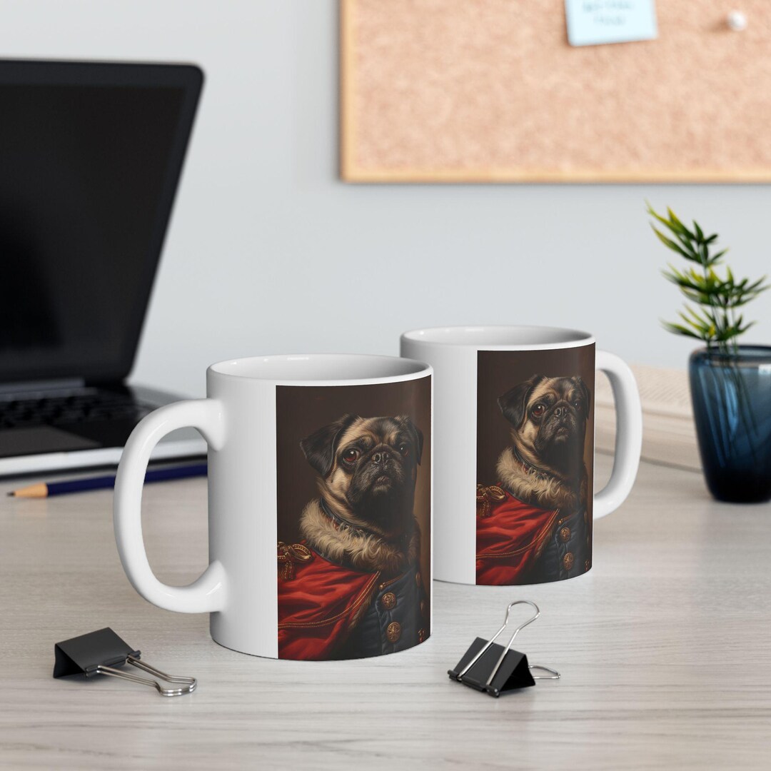 General Pug Classic Portrait Coffee Cup Pug Gift Dog Owner Dog Mom ...