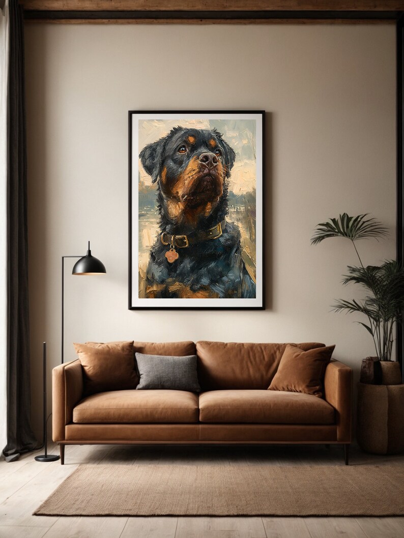 Strong Rottweiler Dog in Park With Nature in Background-heavy Paint ...