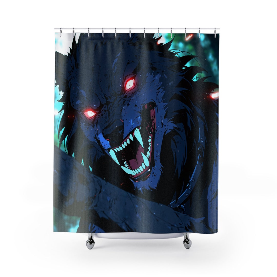 Halloween Anime Werewolf Shower Curtain, Bathroom Holiday Decor, Spooky ...