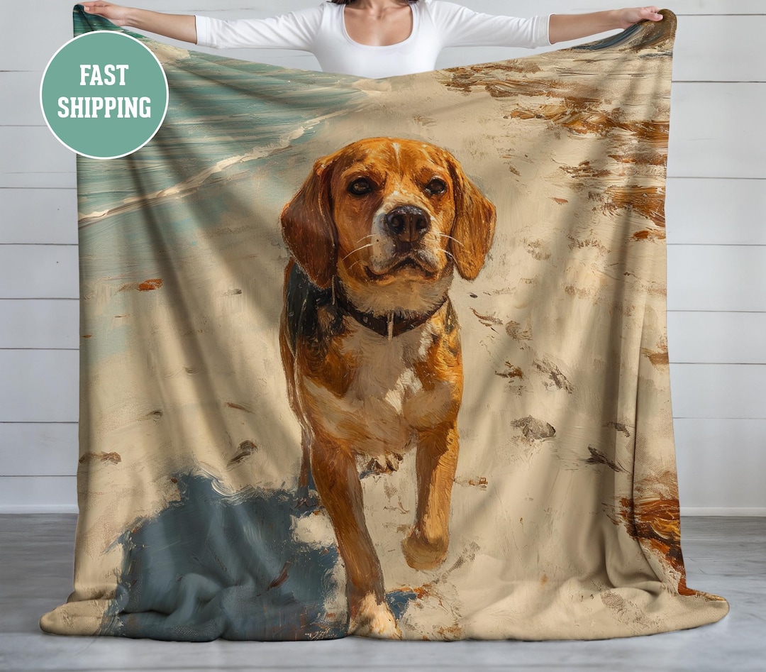 Beagle in the Beach Blanket, Plush Fleece Blanket, Beagle Lover Blanket ...