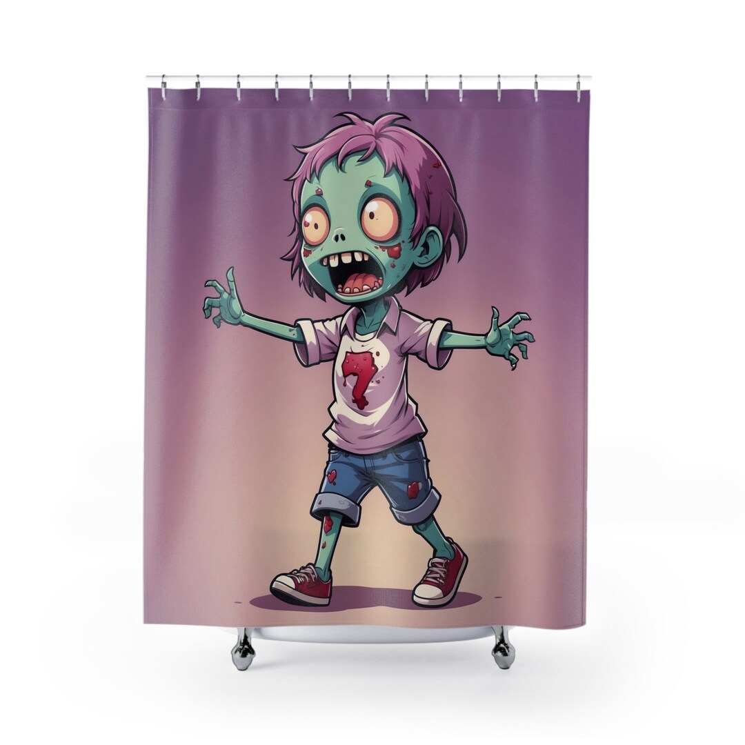 Halloween Kawaii Zombie Boy Shower Curtain, Bathroom Holiday Decor ...