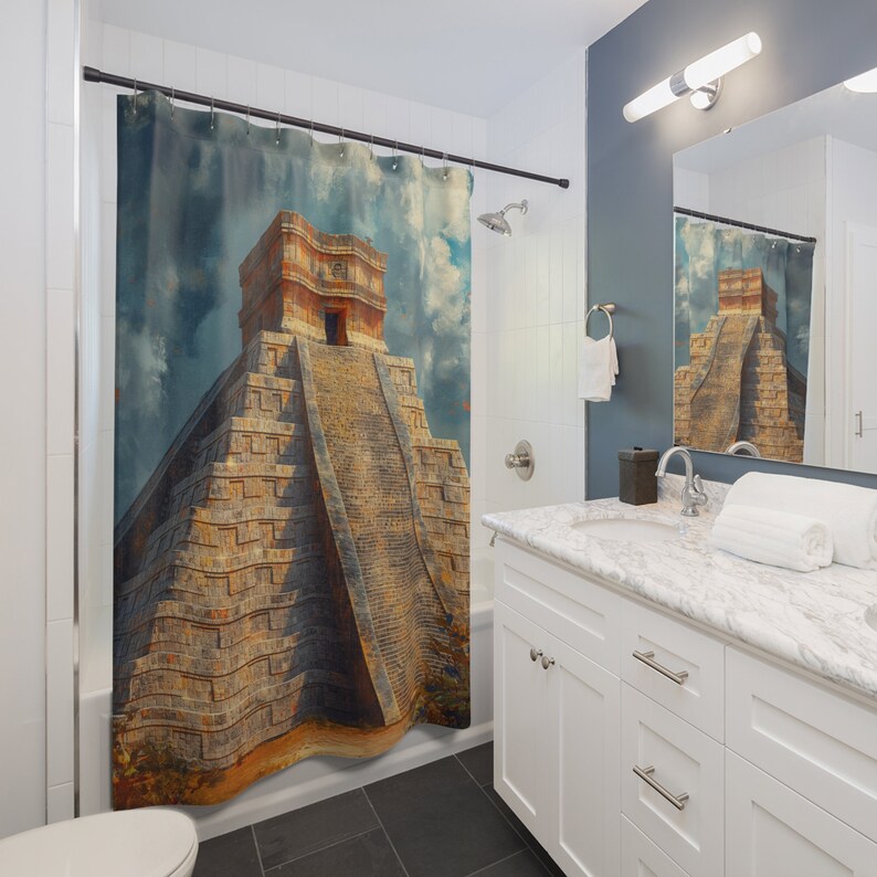 Mexican Pyramid Aztec Art Decor- Vintage Heavy Paint Watercolor Oil ...