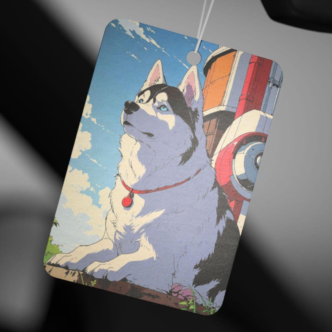 Retro Anime Puppy Air Freshener | Siberian Husky Dog Car Scent Diffuser ...