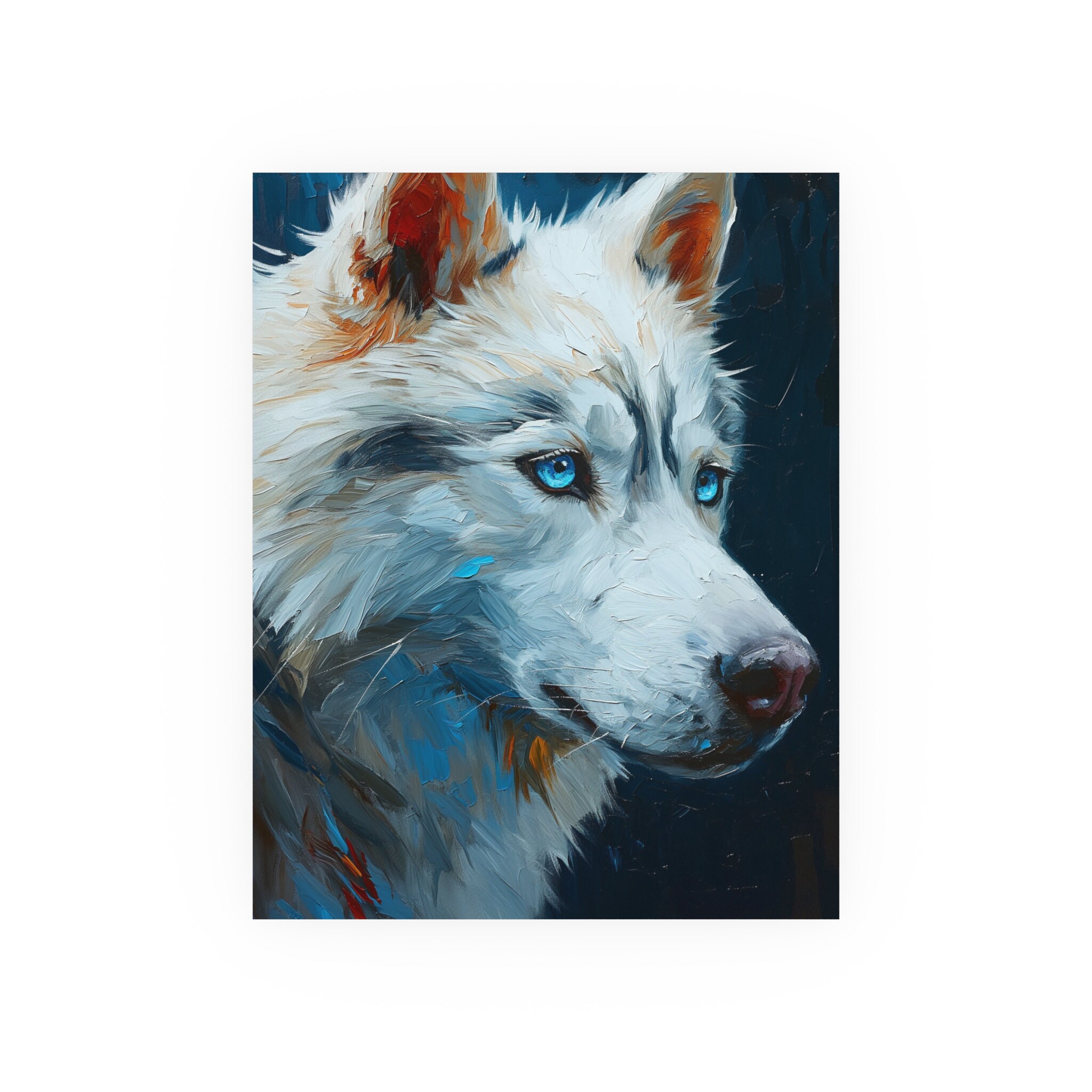 White Siberian Husky With Blue Eyes Painting Watercolor satin and ...