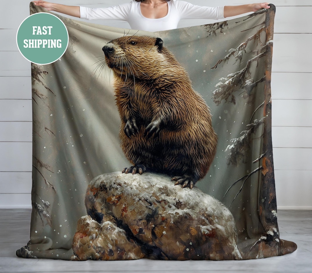 Busy Beaver Woodland Blanket, Plush Fleece Blanket, Cozy Throw, Soft ...