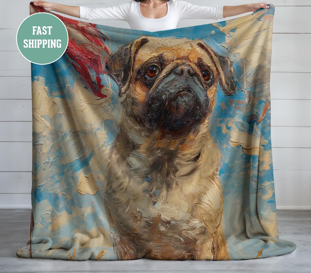 American Pug Blanket, Plush Fleece Blanket, Cozy Throw, Soft Bedding ...
