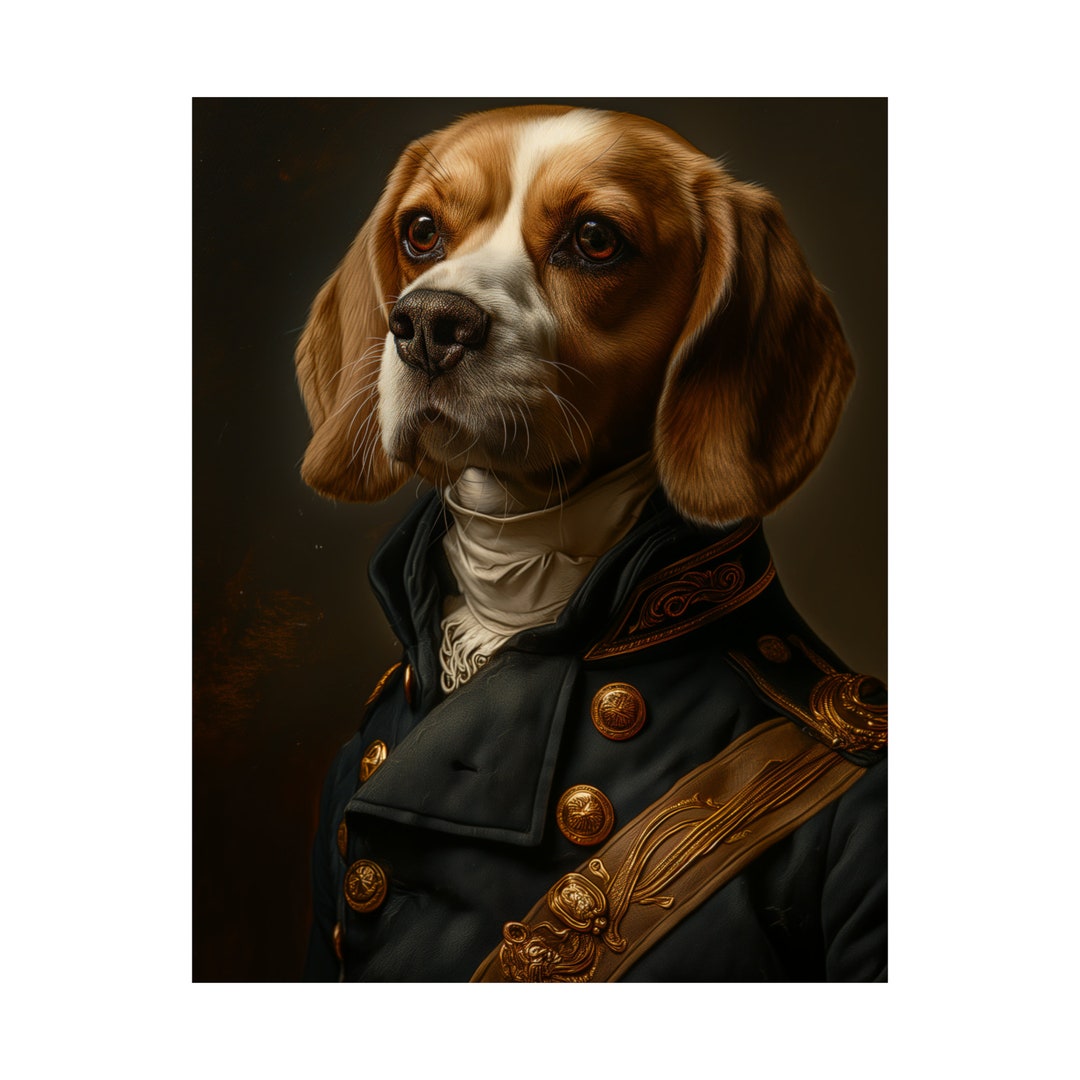 Revolutionary General Beagle Dog- Victorian Soldier Dog Portrait- Pet ...