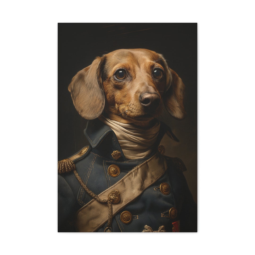 General Dachshund Dog Portrait Revolutionary Soldier, Puppy Owner Gift ...